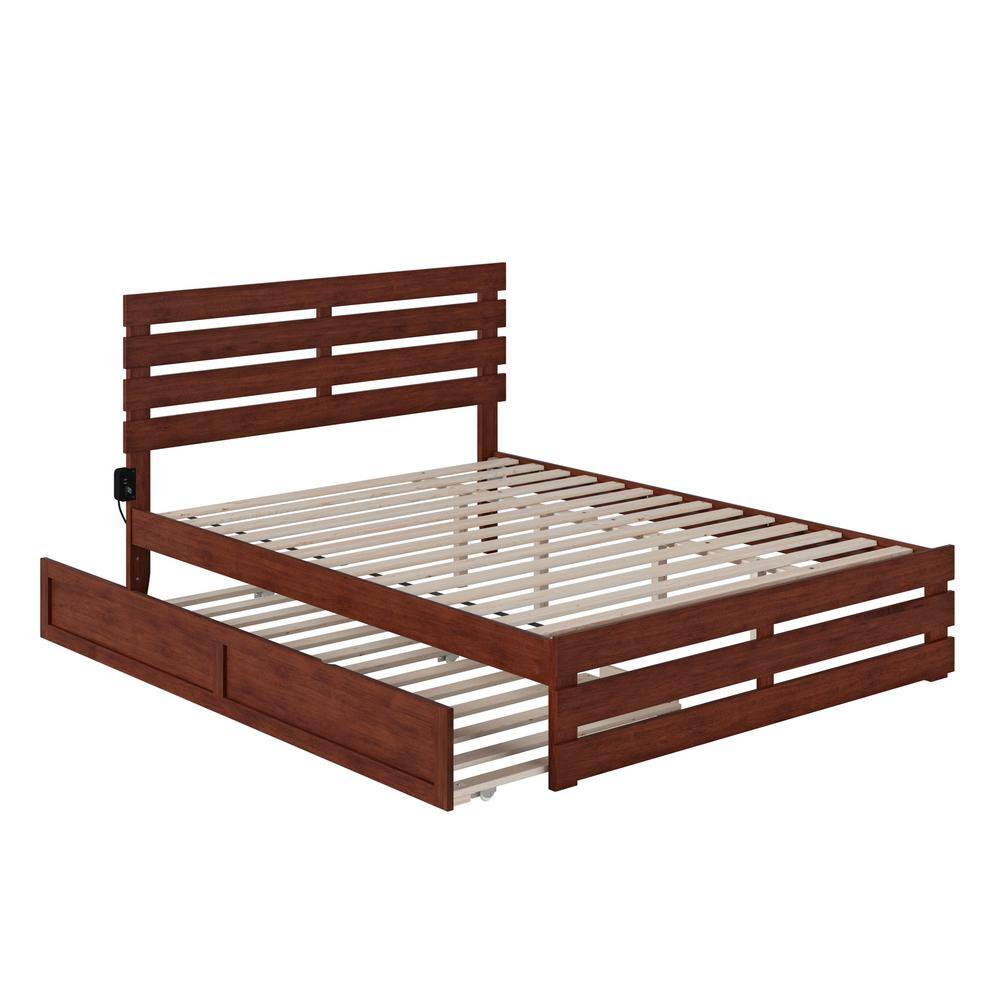 AFI Oxford in Walnut Queen Bed with Footboard and USB Turbo Charger ...