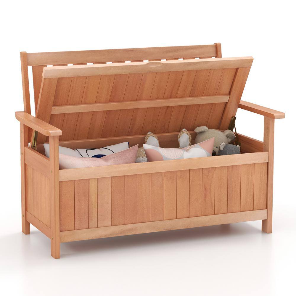 Liviza 34 Gal. Natural Wood Outdoor Storage Bench UTS11267 - The Home Depot