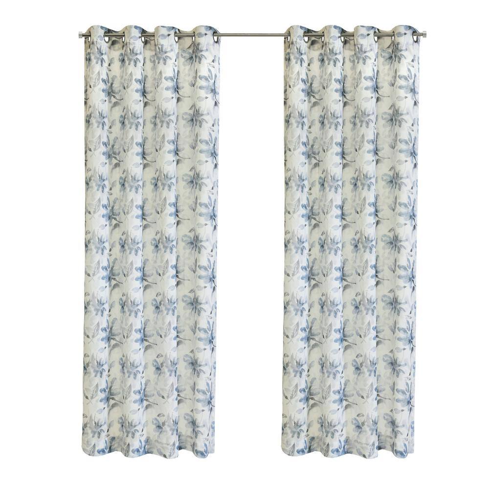 Habitat Florence Multi Polyester Faux Linen 52 in. W x 84 in. L Grommet ...