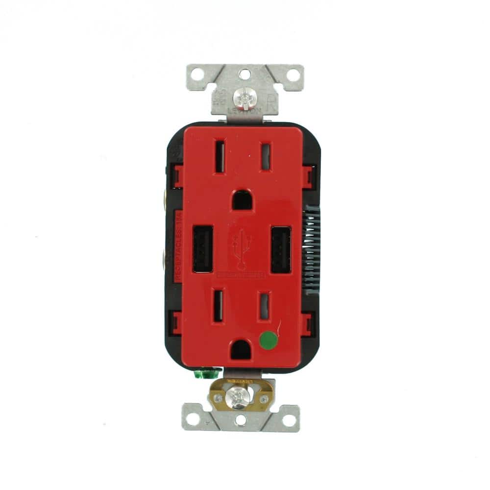 Leviton Decora 15 Amp Hospital Grade Tamper Resistant Duplex Outlet and ...