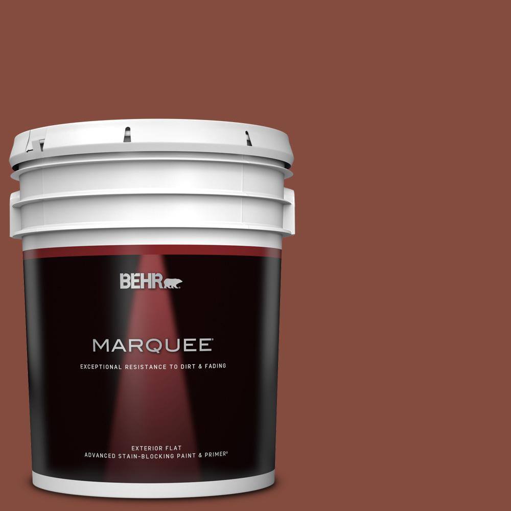 BEHR MARQUEE 5 gal. #S160-7 Red Chipotle Flat Exterior Paint & Primer ...