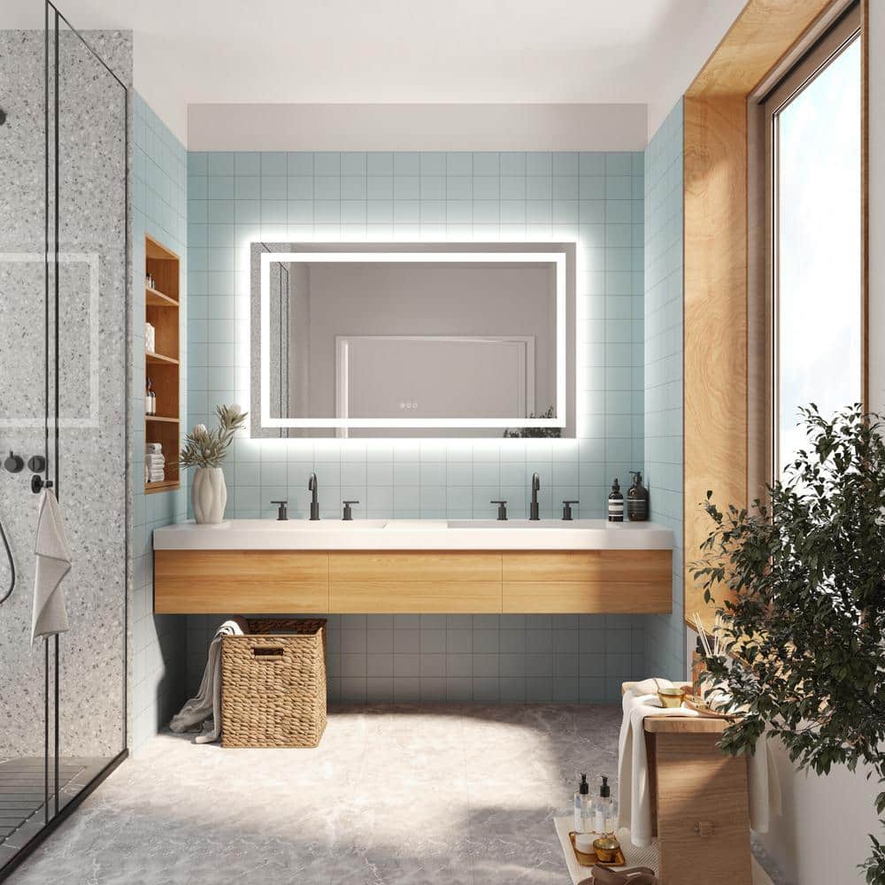 FORIOUS 35 in. W x 59 in. H Large Rectangular Frameless LED Light Wall ...