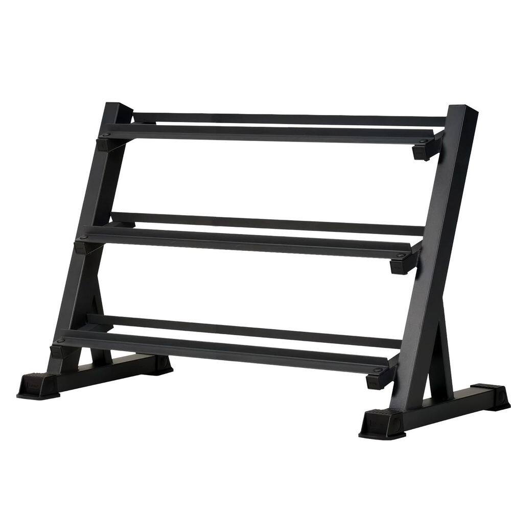Huluwat Black 3-Tier Steel Adjustable Dumbbell Storage Rack with 1100 ...