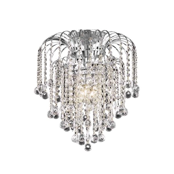 Timless Home 16 in. 4-Light Transitional Chrome Flush Mount with No ...