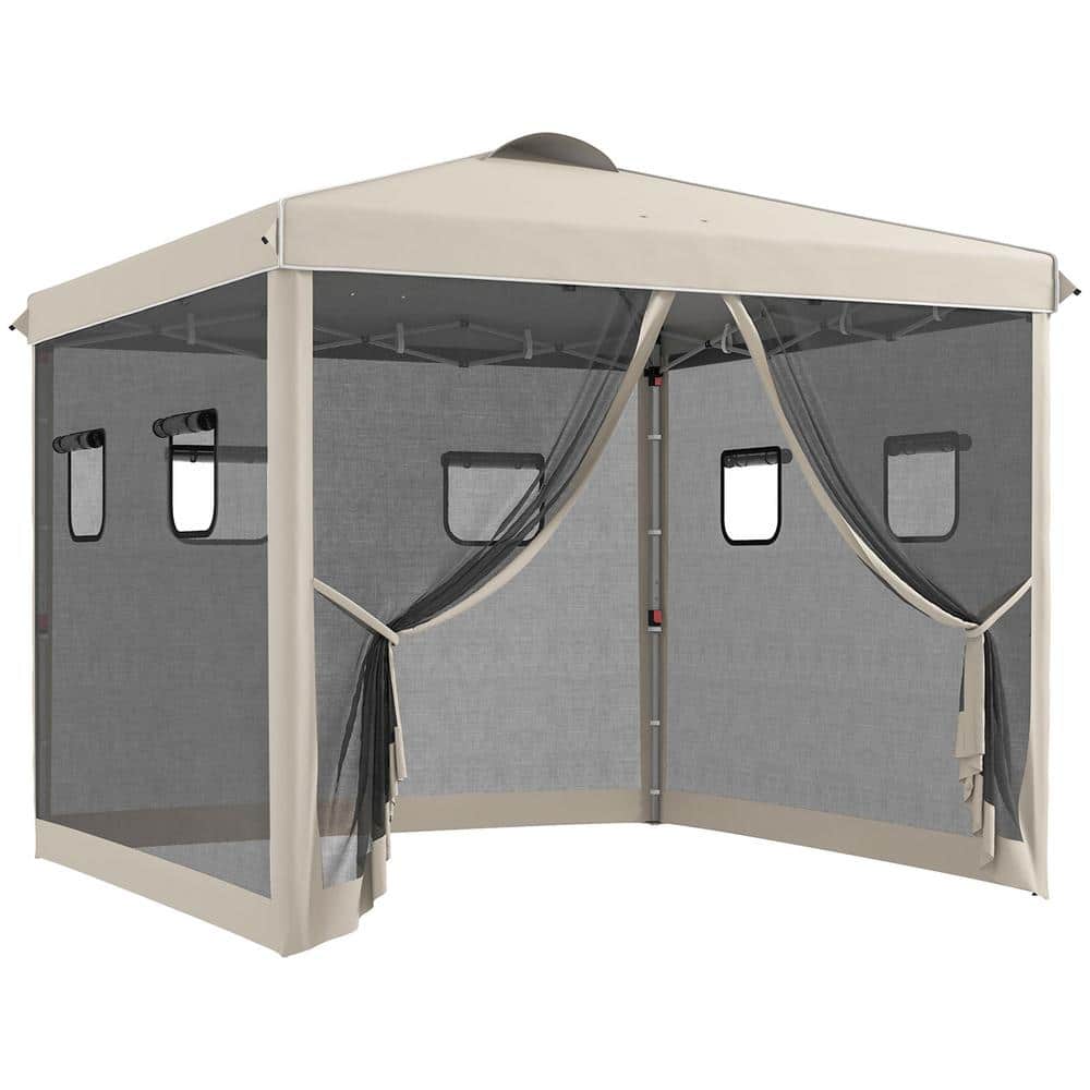 COOLSHARK 10 ft. x 10 ft. Pop Up Canopy Grill Gazebos With Removable ...