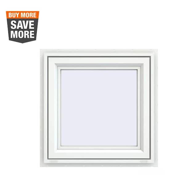 JELD-WEN 23.5 in. x 23.5 in. V-4500 Series White Vinyl Right-Handed ...