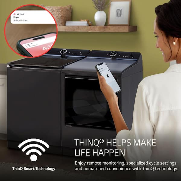 LG 7.3 cu. ft. Vented SMART Electric Dryer in Matte Black with EasyLoad ...