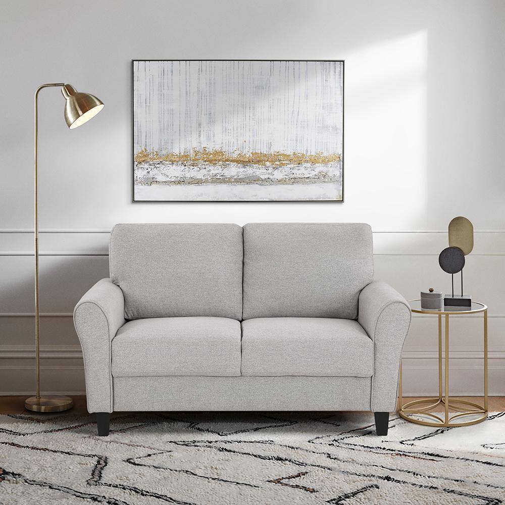 Aleron 80.5 in. W Round Arm Textured Fabric Rectangle 2-Piece Living ...