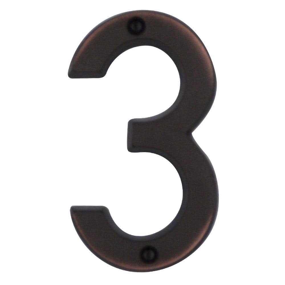 Everbilt 6 in. Aged Bronze Screw On House Number 3 31036 - The Home Depot
