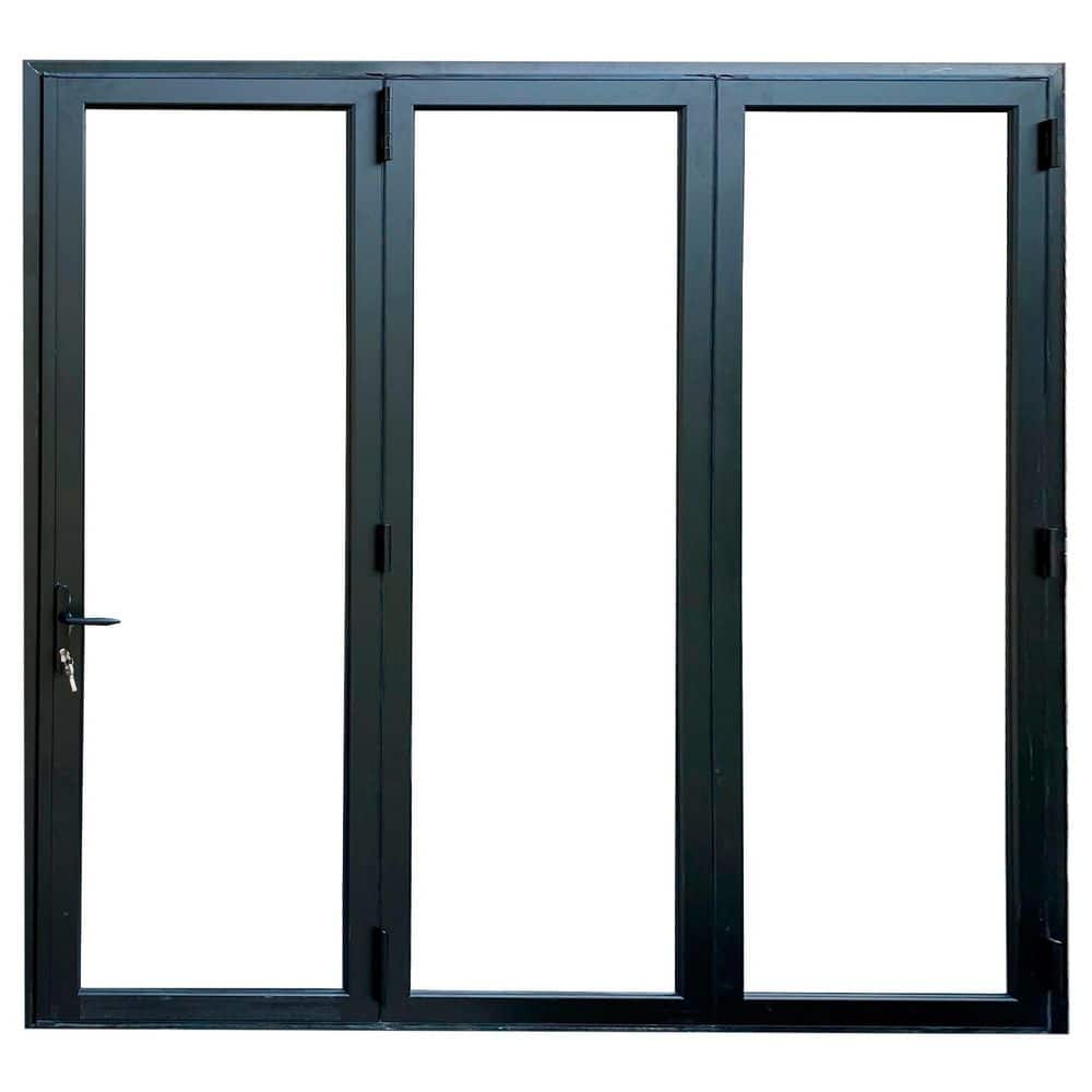 TEZA DOORS Teza 95-Series 96 x 96 in. Matte Black Left to Right Folding ...