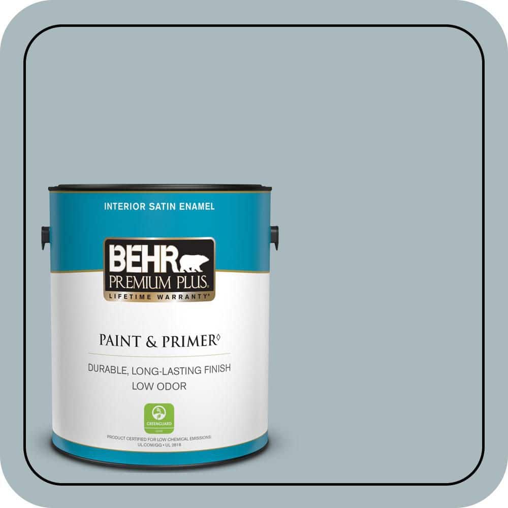 BEHR PREMIUM PLUS 1 gal. #740E-3 Prelude Satin Enamel Low Odor Interior ...