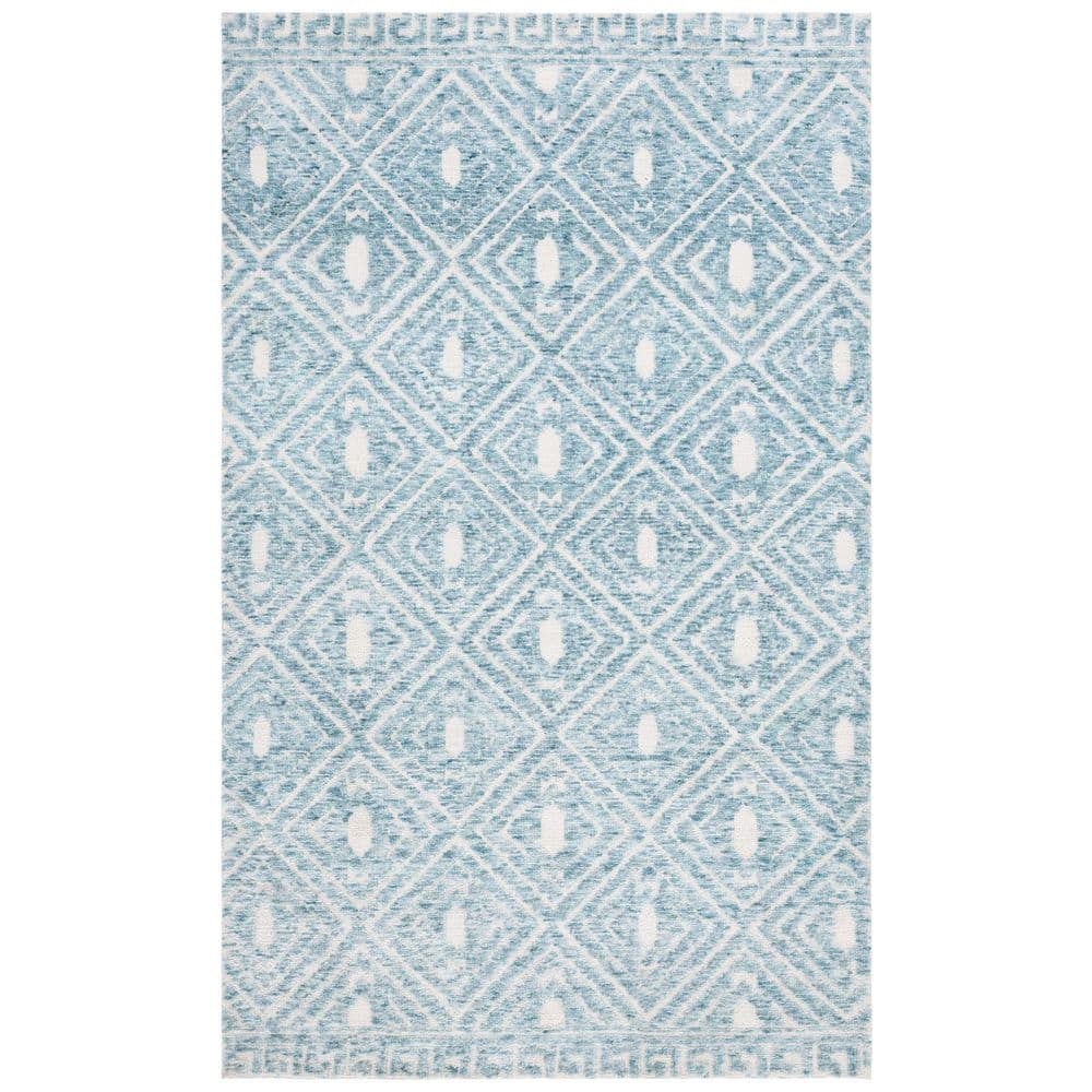 SAFAVIEH Audrey 8 ft. x 10 ft. Blue/Ivory Diamond Area Rug AUD203M-8 ...