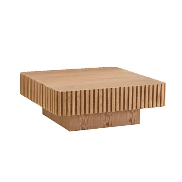 Sudzendf 35.43 in. W Natural Modern Wood Outdoor Square Coffee Table ...