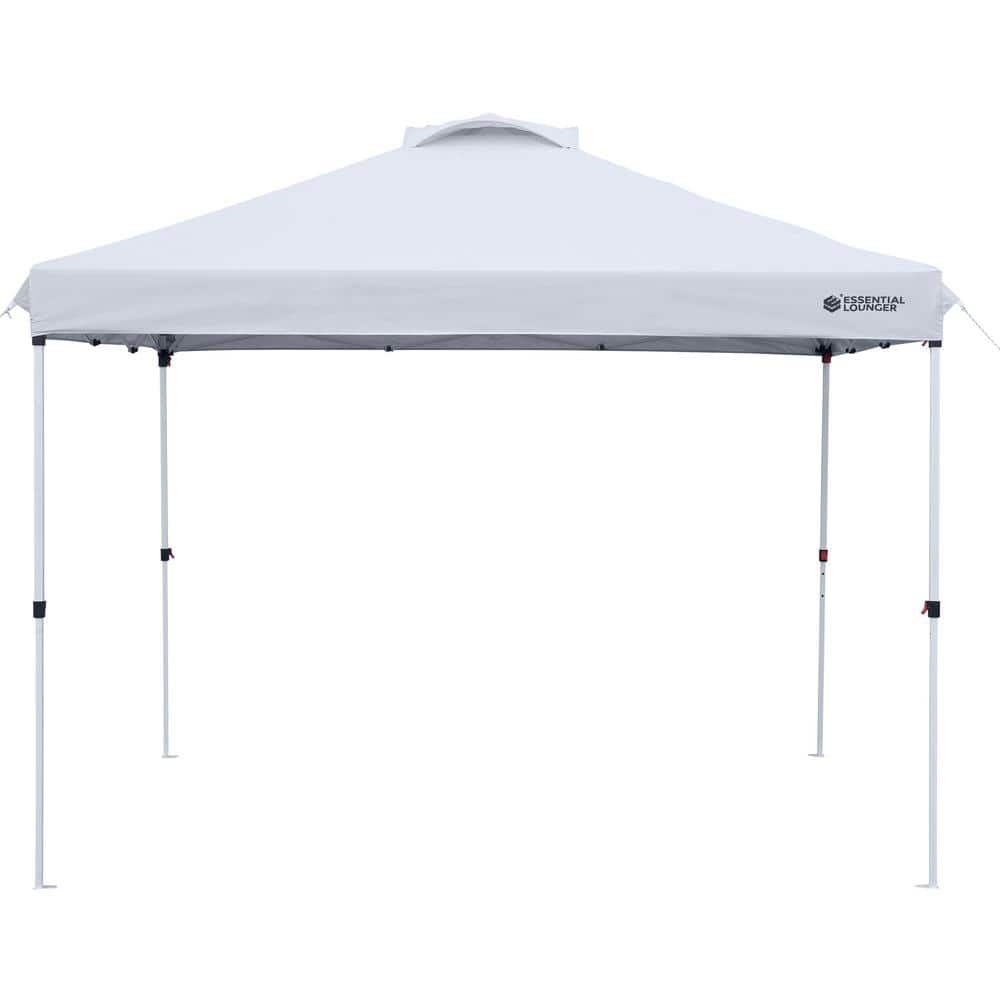10 ft. x 10 ft. White Outdoor Pop-Up Canopy Tent with Roller Bag, 4 ...