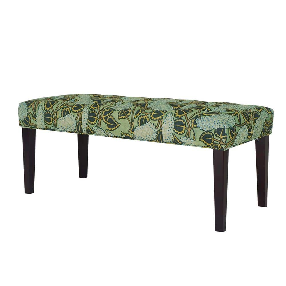 Homy Casa Chelsea Green Flower Fabric Upholstered Seating Bench ( 17.7 ...