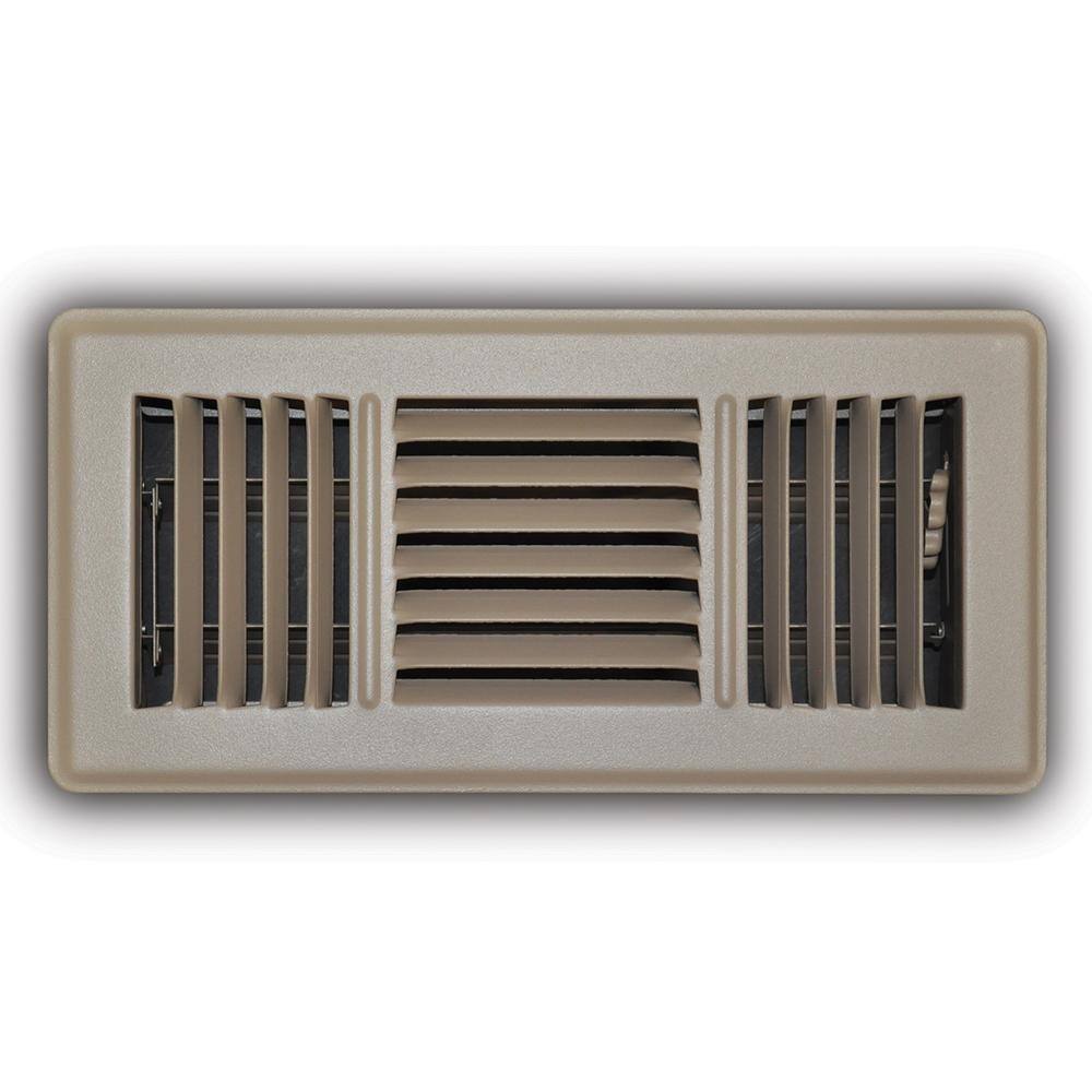 Everbilt 4 in. x 10 in. 3-Way Steel Floor Register in Brown E153MB04X10 ...