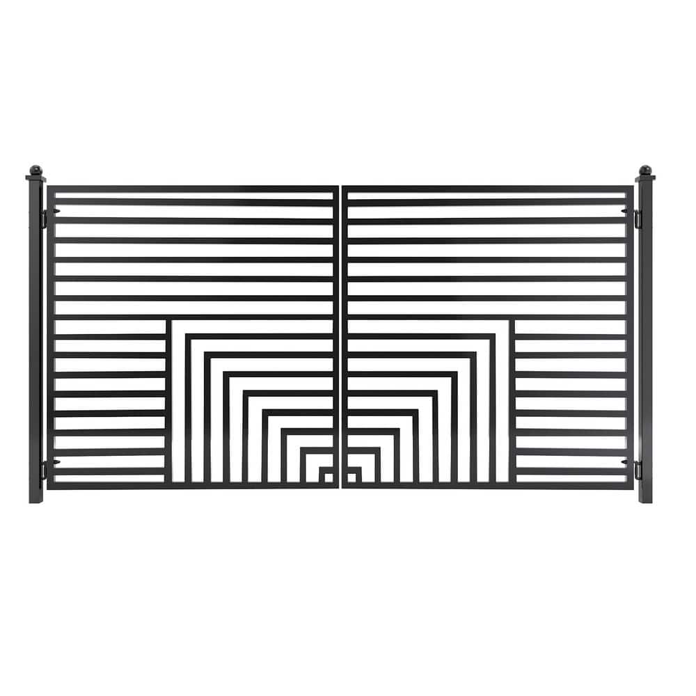 ALEKO 16 ft. x 6 ft. Florence Black Metal Steel Dual Swinging Driveway ...