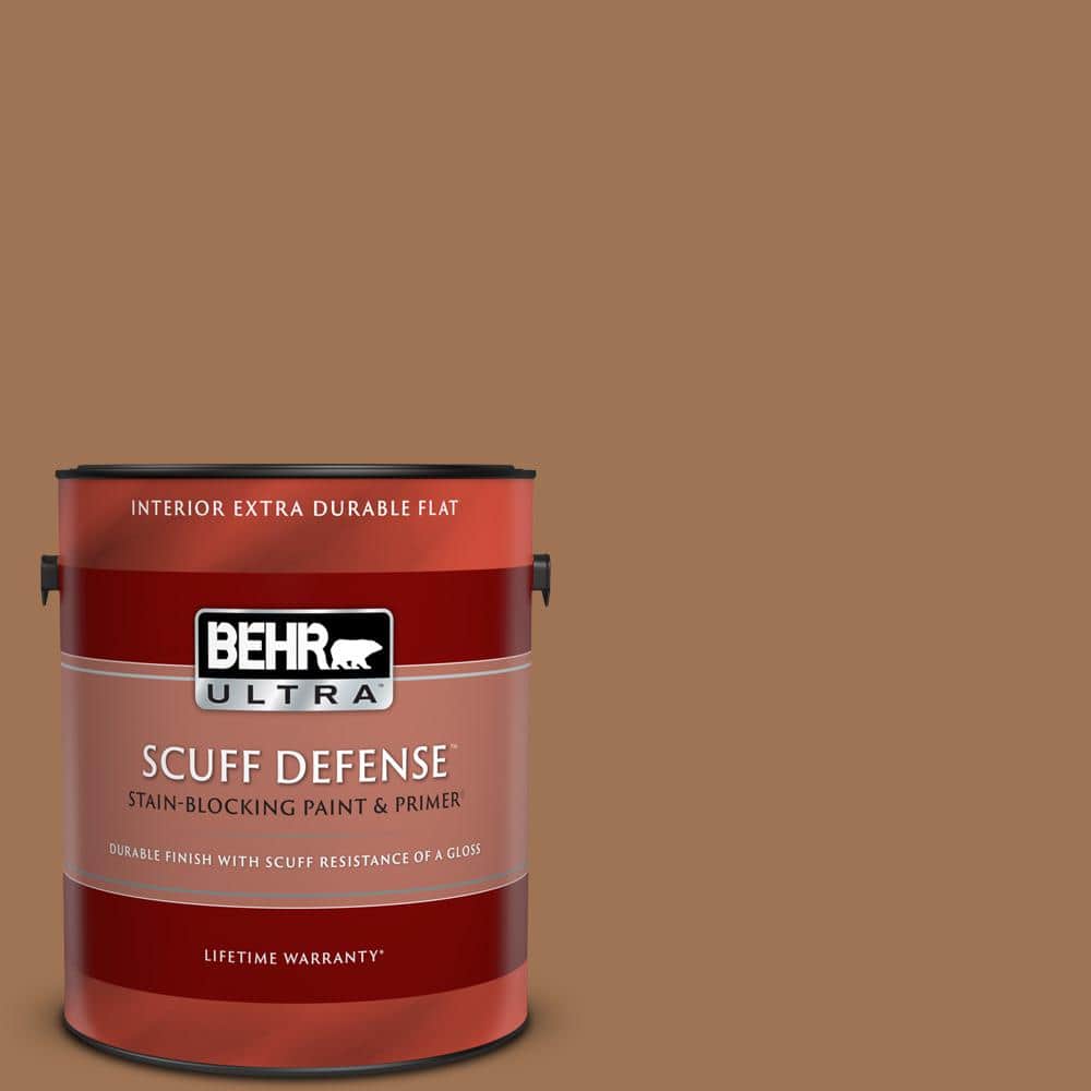 BEHR ULTRA 1 gal. #S240-6 Ranch Brown Extra Durable Flat Interior Paint ...