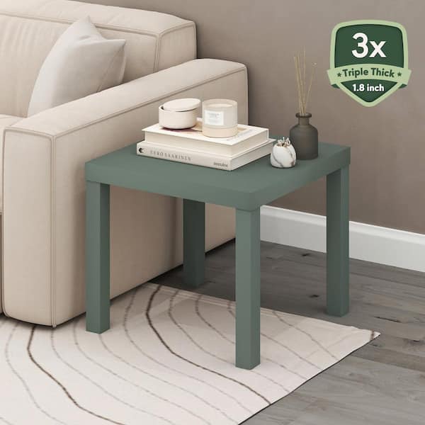 Furinno CLASSIC 20.08 in. Sage Green Square Wood End Table with 1.8 in ...