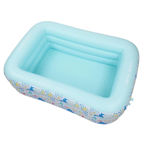 70.8 in. x 53 in. x 23.6 in. Polyvinyl Chloride Square Inflatable Swim ...