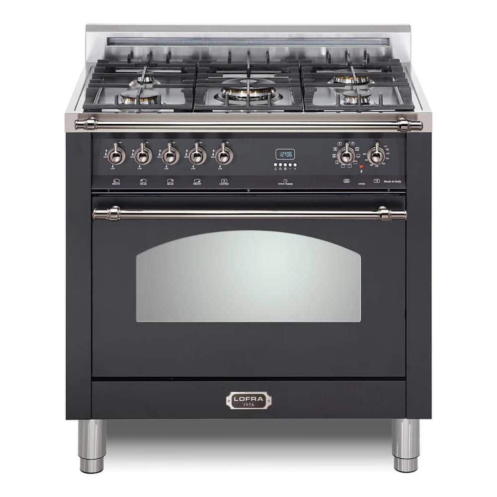 Dolcevita Series 36 in. 5 Burners Dual Fuel Natural Gas Range in Matte ...