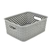 Simplify 2-Qt. Small Resin Wicker Storage Tote Bin in Grey 25167-GREY ...