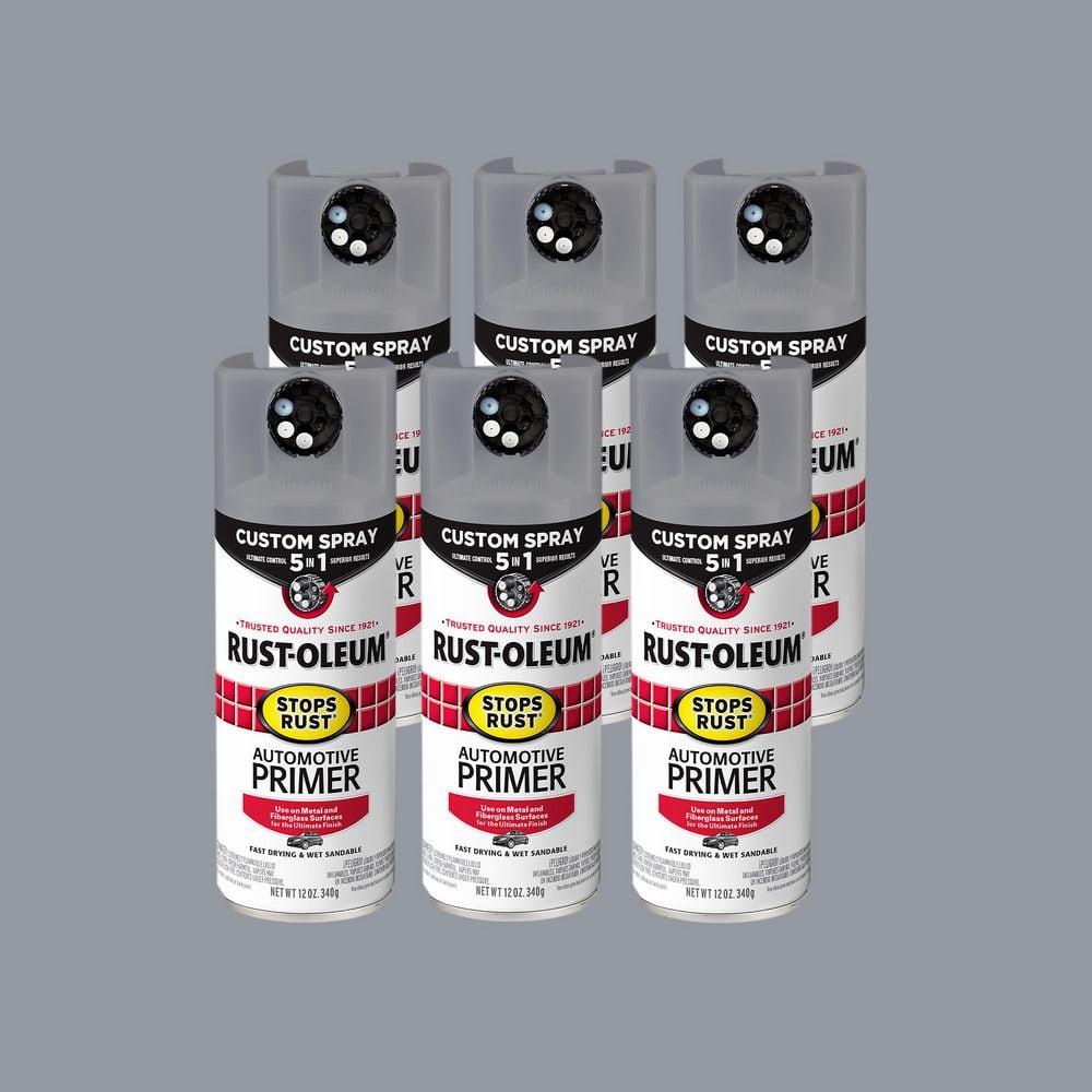 Rust-Oleum Stops Rust 12 oz. Custom Spray 5-in-1 Flat Light Gray Automotive Primer Aerosol Spray ...