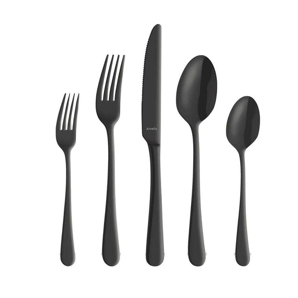 AMEFA "Austin" Stainless Steel 18/0 Flatware Set, Matte Black, 20 ...