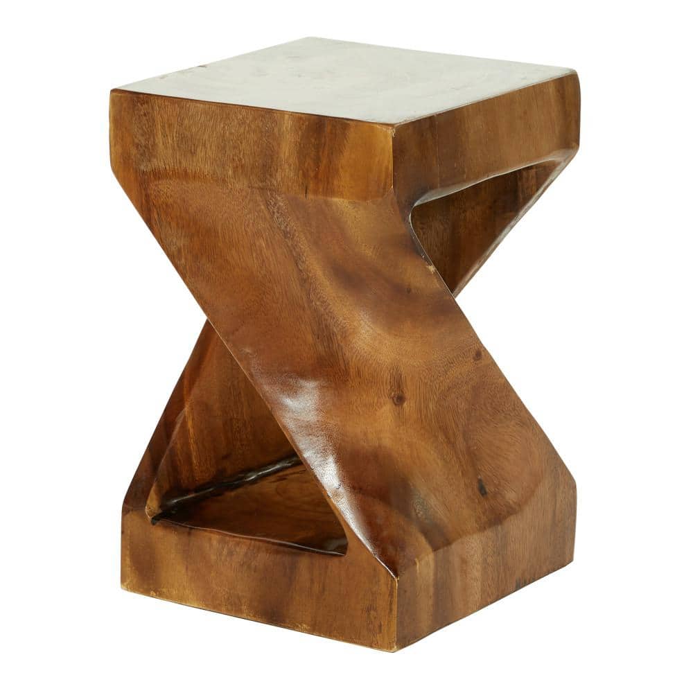 Litton Lane 12 in. Brown Handmade Medium Square Wood End Accent Table ...