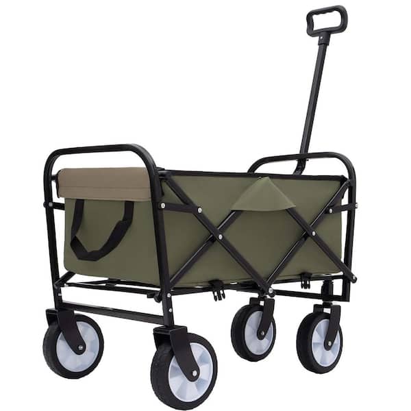 Staykiwi 2.1 cu. ft. Green Steel Garden Cart with 3-Pieces Plastic ...