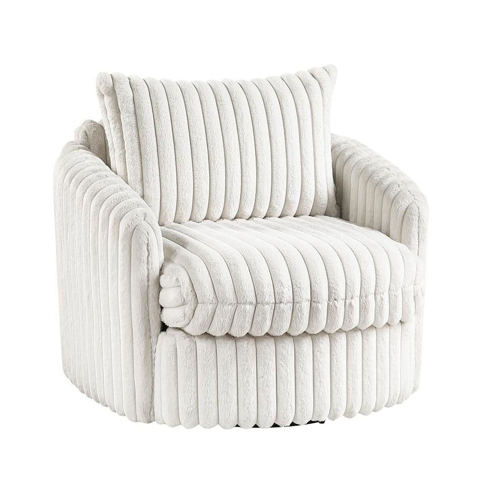 Lazzara Edelweiss Beige Corduroy Fabric Upholstery Swivel Chair 9539BEG ...