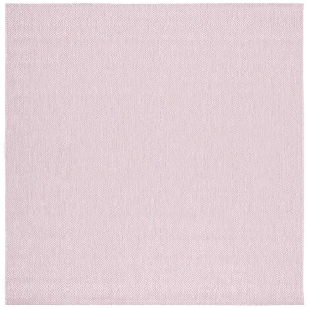SAFAVIEH Courtyard Soft Pink 7 ft. x 7 ft. Dotted Diamond Indoor ...