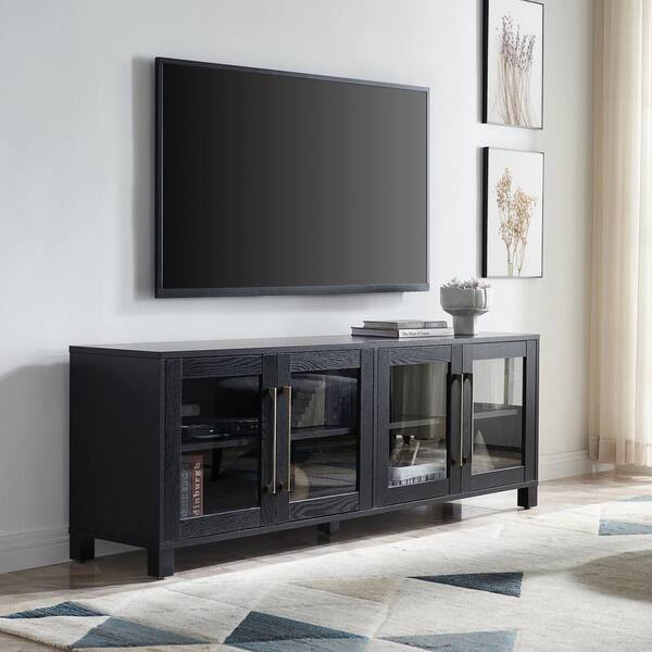 Quincy Rectangular TV Stand for TV s Up to 80 in Black Grain