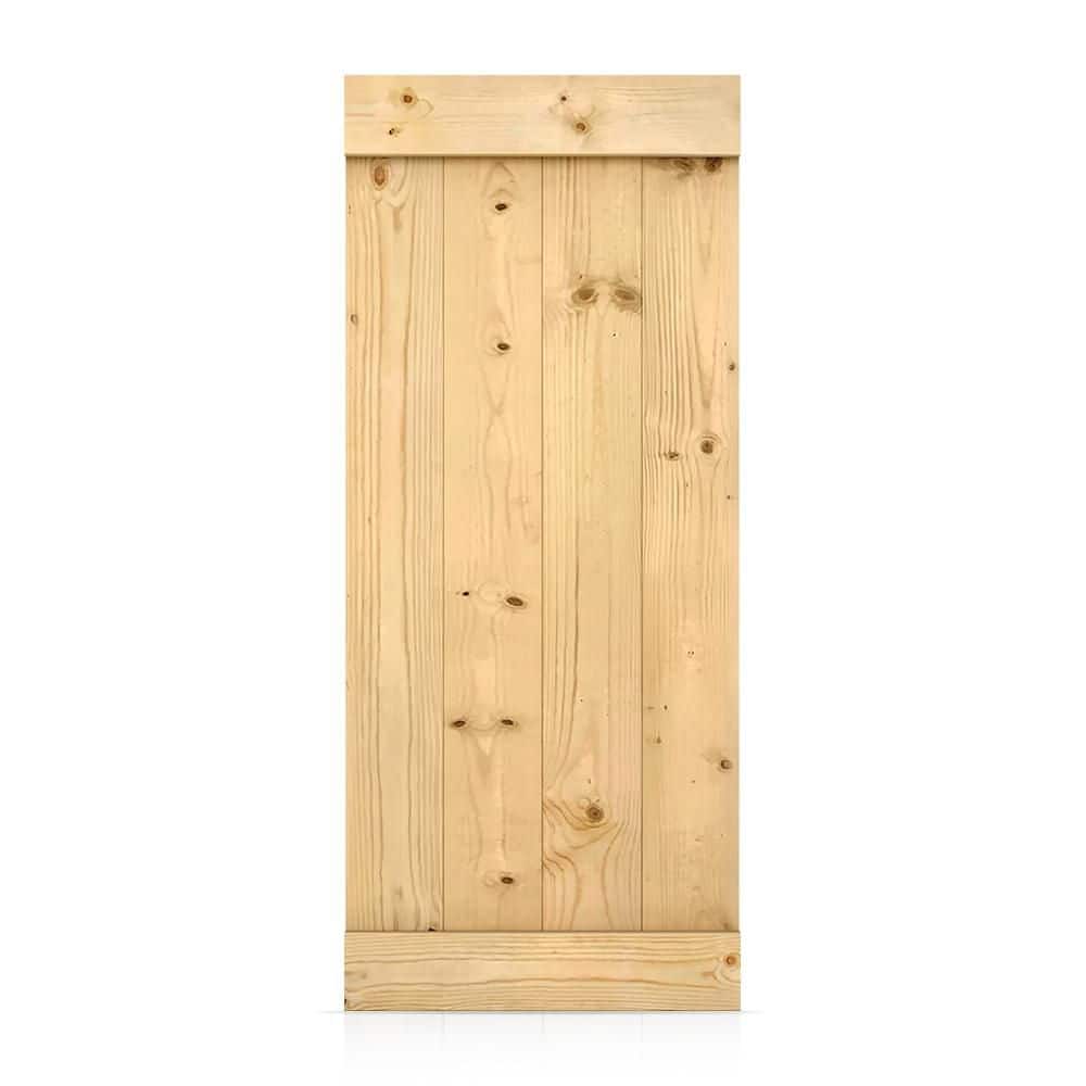 CALHOME 28 in. x 72 in. Unfinished Solid Pine Wood Bathroom Stall ...