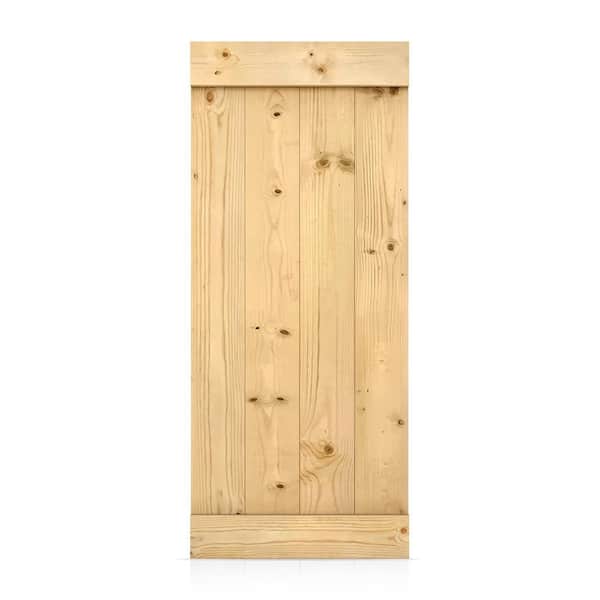 CALHOME 30 in. x 72 in. Unfinished Solid Pine Wood Bathroom Stall ...