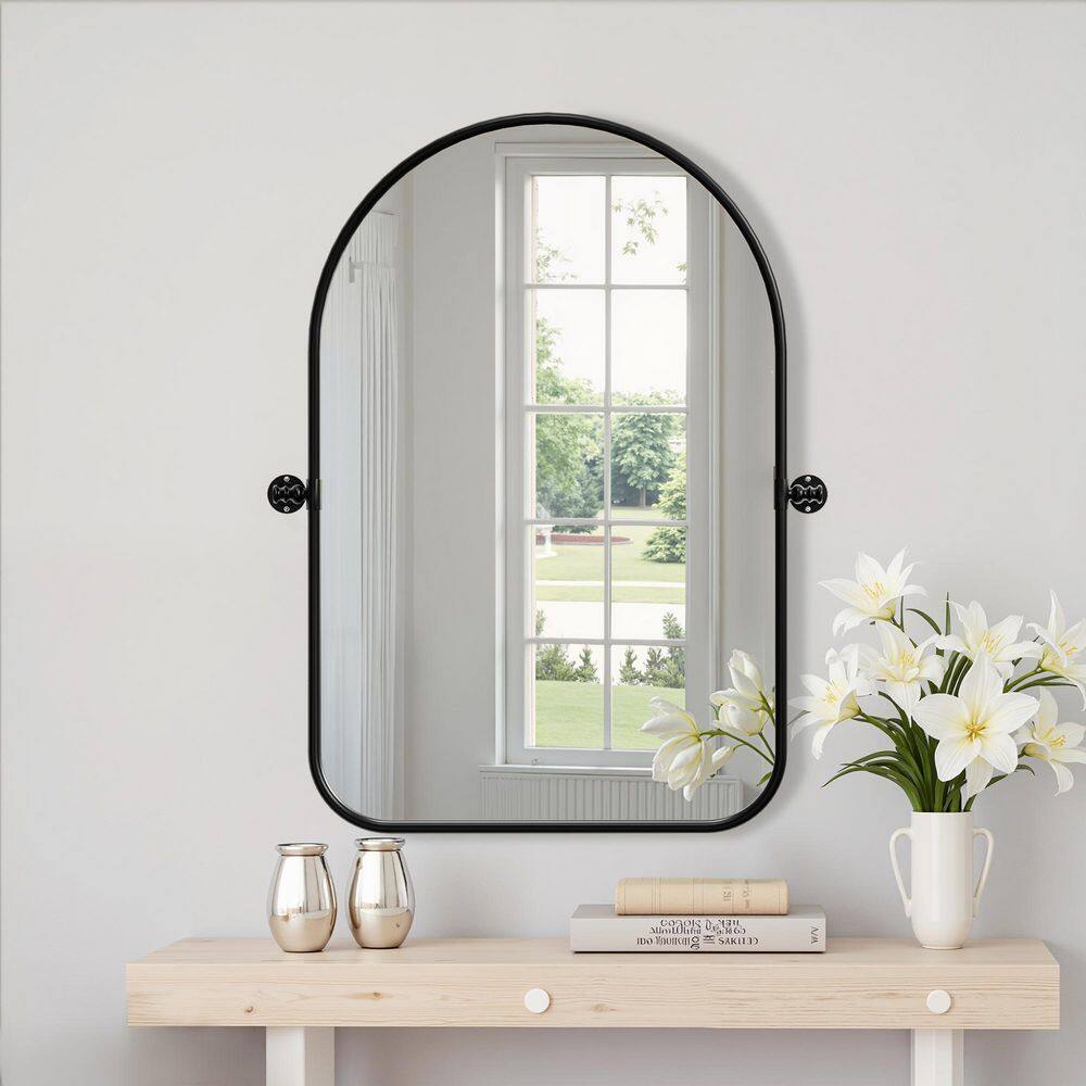 Wooakway Black 2-Piece 23 in. W x 32 in. H Arch Metal Accent Wall ...