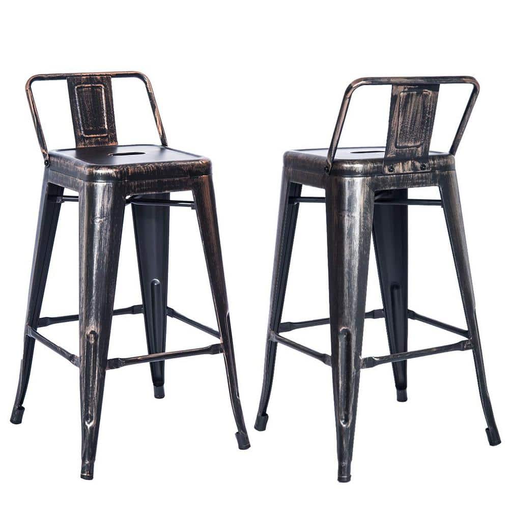 TIRAMISUBEST Stackable Metal Iron Outdoor Bar Stool (2-Pack ...