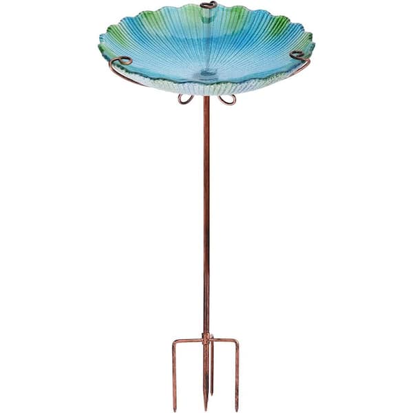MUMTOP 26 in. Height Glass Bird Bath, Garden Outdoor Birdbaths ...