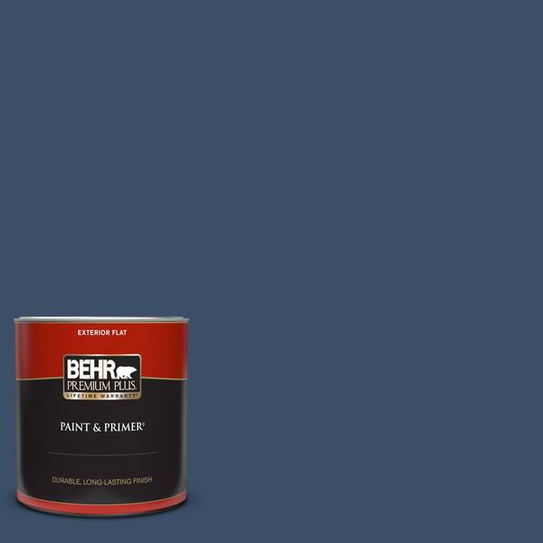 BEHR PREMIUM PLUS 1 qt. #M510-7 Inked Flat Exterior Paint & Primer ...
