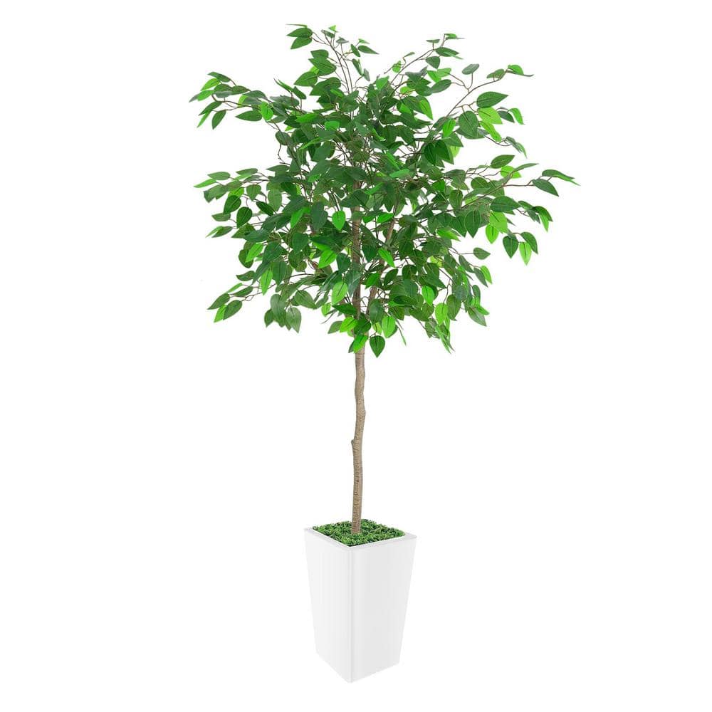 HOMEIBRO 6 ft. Artificial Ficus Tree in Pot with Realistic Leaves and ...