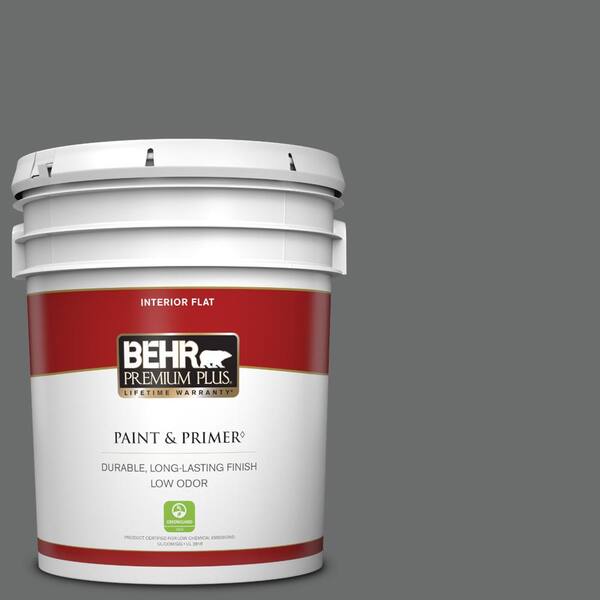 BEHR PREMIUM PLUS 5 gal. #770F-5 Dark Ash Flat Low Odor Interior Paint ...