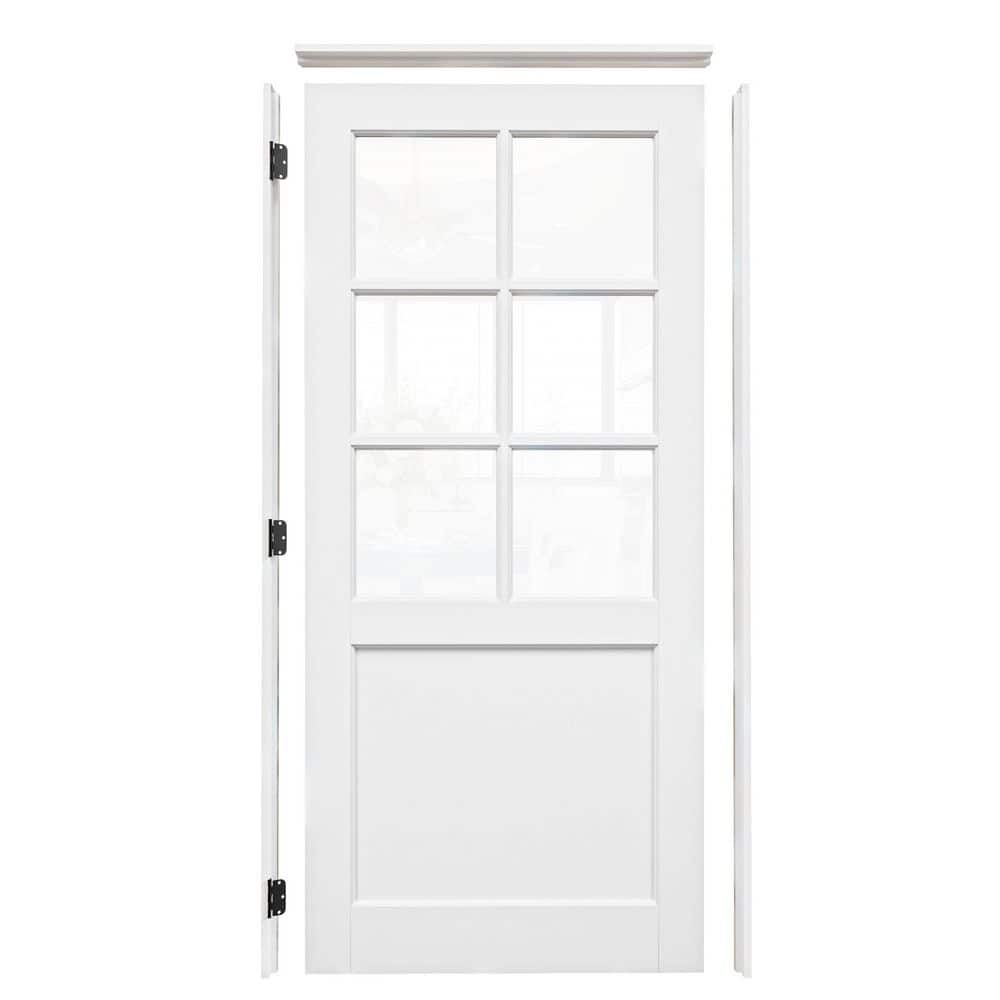 ARK DESIGN 36 in. x 80 in. Right-Handed 6-Lite Clear Glass White MDF ...