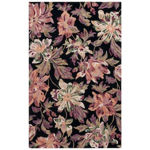 SAFAVIEH Blossom 5 ft. x 8 ft. Black/Plum Oversized Floral Area Rug ...