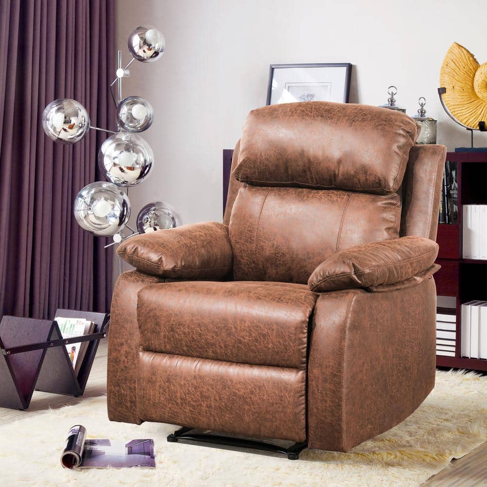 Buy Breathabo Dark Brown Suede Fabric Manual Recliner Chair Online at ...
