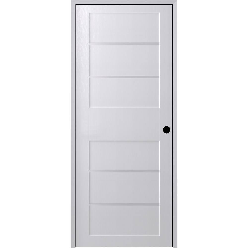 Belldinni Liah 24 in. x 80 in. Left-Hand 4-Lite Frosted Glass Solid ...