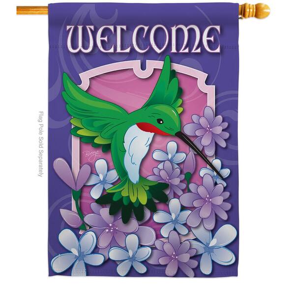 Breeze Decor 28 in. x 40 in. Welcome Hummingbird Birds House Flag 2 ...