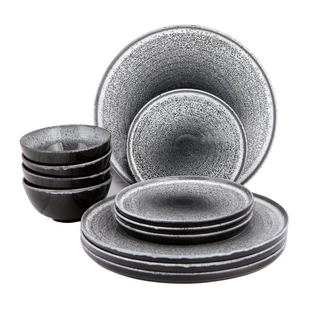 PORLAND Ethos Twilight 12 Piece Porcelain Dinnerware Set (Serving Set ...