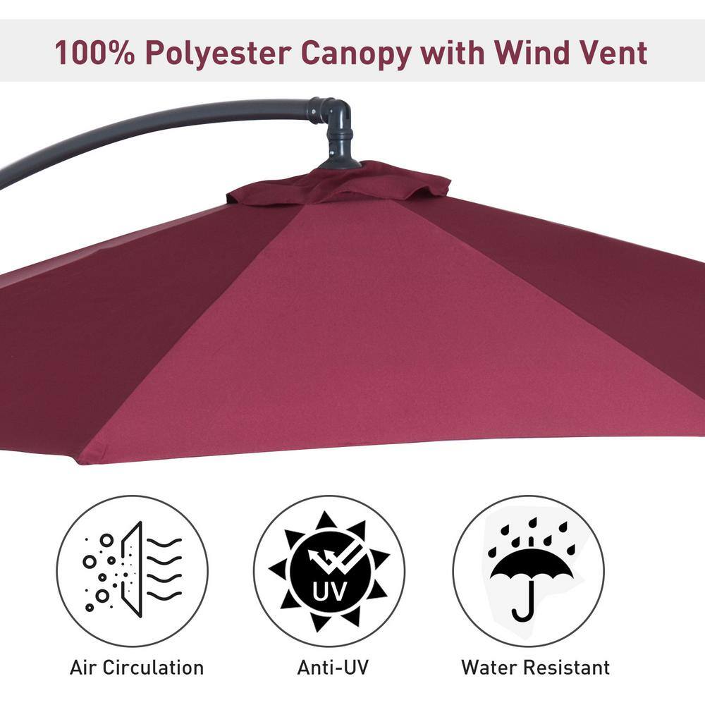 Buy 10 ft. Cantilever Hanging Tilt Offset Patio Umbrella with UV and ...