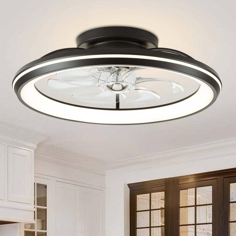 Pacific Core Modern 19.3 in. Indoor Matte Black Low Profile Flush Mount ...