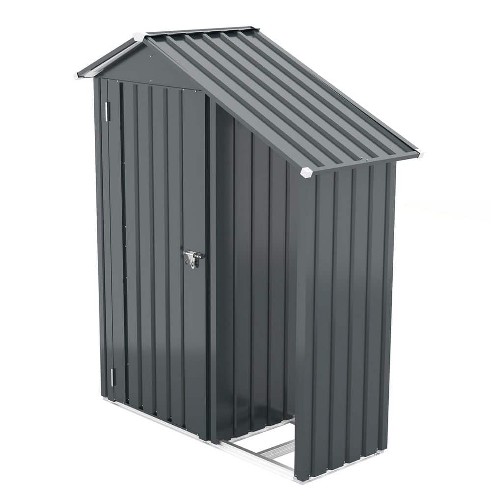 Noble House Max 5 ft. W x 2 ft. D Dark Gray Galvanized Metal Outdoor ...